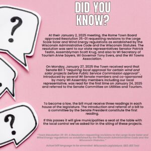 Solar Array Project Information – Town of Rome, Adams County, Wisconsin